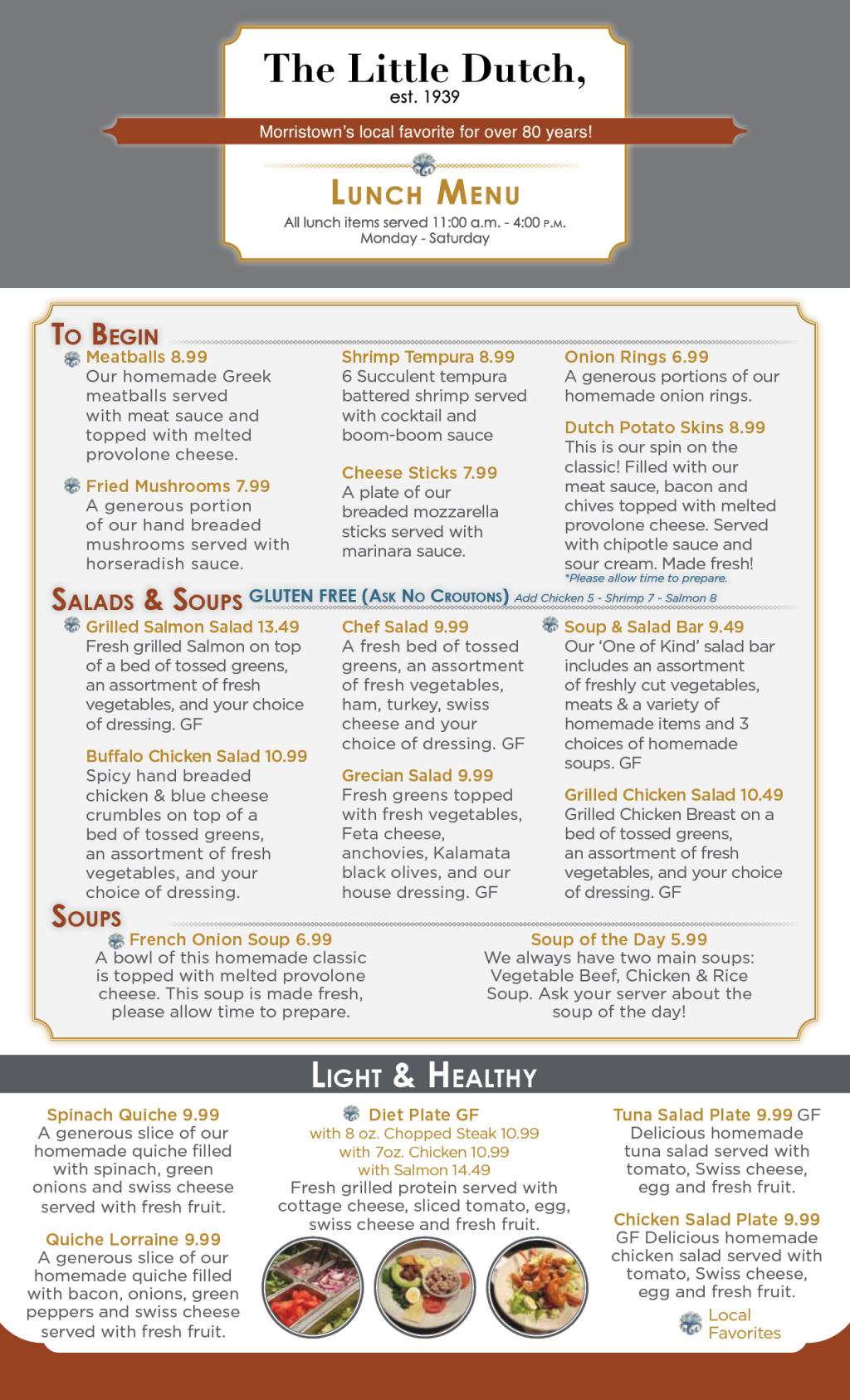 Lunch Menu – Little Dutch Restaurant